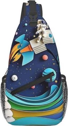 Generic Sac &agrave; bandouli&egrave;re astronautes, plan&egrave;tes et fus&eacute;es - Sac &agrave; bandouli&egrave;re de voyage pour homme - Sac &agrave; dos de randonn&eacute;e