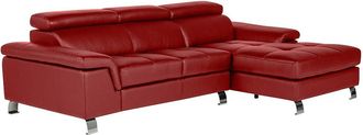 Vente-Unique Ecksofa Leder - Ecke Rechts - Rot - Mishima