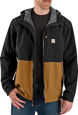 Carhartt Work in Progress Mens Big & Tall Storm Defender Midweight Hooded Jacket, Black Brown, Large/Tall