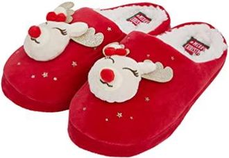 Tokyo Laundry Pantoufles de Noël pour femme Merry Christmas, Rouge brillant, 39/40 EU