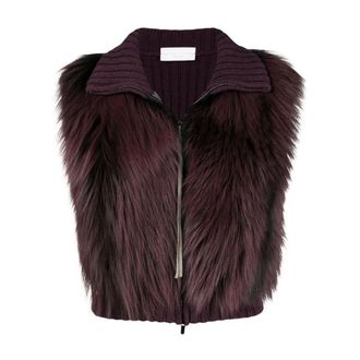 Fabiana Filippi Rote Strickweste Jacke mit Fuchspelz - - Jackets - Damen - Rot - L