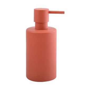 Spirella Distributeur de Savon Tube - avec Pompe en Acier Inoxydable - Distributeur de Savon Liquide - Porcelaine - 300 ML - Durable et Robuste - Rouge Mat
