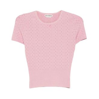 J.W.Anderson Strick-T-Shirt mit Lochmuster - - Knitwear - Damen - Rosa - M