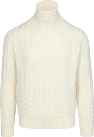 FILIPPO DE LAURENTIIS Homme, Pulls, Beige, Taille: 2XL Braided Zip Turtleneck