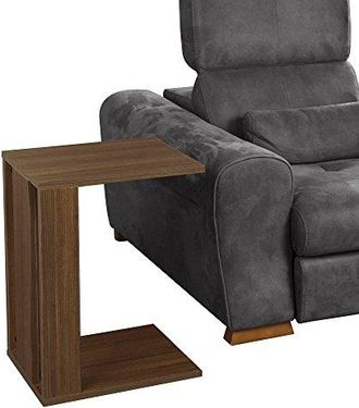 Hanah Home Elegant Walnut Side Table with Hidden Casters, 35 x 61 x 45 cm | 100% Melamine Coated Particle Board, 18 mm Thick | Perfect for Modern Living Spaces