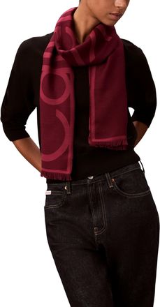 Calvin Klein Damen LV04F8066G Schals mit &uuml;bergro&szlig;em Logo, JACQUARD STOLE, Rot (verf&uuml;hrerisches Rosa/Rahmen), Einheitsgr&ouml;&szlig;e, Rot (verf&uuml;hrerisches Pink/Rahmen), Einh