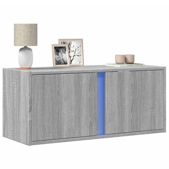 vidaXL Vidaxl - Mobile Tv A Parete Con Luci Led Grigio Sonoma 80x31x35 Cm