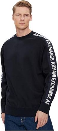 A|X Armani Exchange Sweat à Manches Longues en Polaire avec Logo Maillot de survêtement, Bleu foncé, M Homme