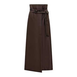 Alberta Ferretti Femme, Jupes, Brun, Taille: 38 FR Longue Jupe avec Ceinture Orn&eacute;e de Bijoux