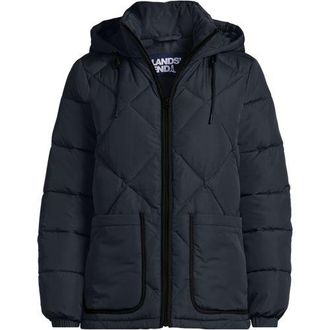 Lands End Isolierte Kapuzen-Steppjacke, Damen, Gr&ouml;&szlig;e:48-50 plus, Grau, Polyester, by Lands End