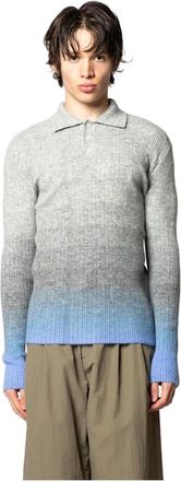 ERL Erl, Homme, Pulls, Gris, Taille: M Thin Gradient Polo Knit