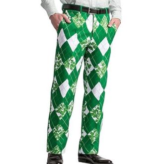 Generic Pantalon de la Saint-Patrick pour homme Motif tr&egrave;fle Pantalon habill&eacute; Jambe droite Pantalon de costume pour les vacances, les festivals, le bureau, le