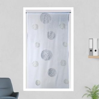 HOME MAISON Homemaison - Kleiner Vorhang aus Etamin, Bestickt, rund, 5 Welten - Polyester - Saum mit Stangendurchzug - f&uuml;r Fenster Wohnzimmer Schlafzimmer - 90 x 