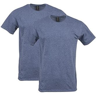 Gildan Softstyle Cotton T-Shirt, Style G64000, Multipack Chemise, Bleu Marine chiné, S (Lot de 2) Homme
