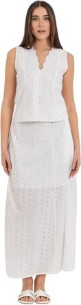 Kocca Femme, Jupes, Blanc, Taille: 44 FR Jupe Maxi en Coton Taille Haute