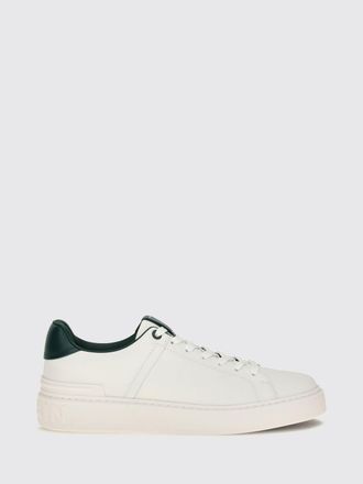 Balmain B-Court zweifarbige Sneaker aus glattem Kalbsleder
