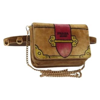 Prada Sac bandouli&egrave;re vintage en velours Pre-owned - Femme - Pre-owned - Beige - Taille: ONE Size