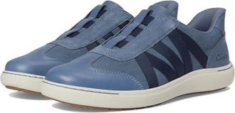 Clarks Baskets Nalle Tess pour femme, Cuir combiné bleu foncé, 9.5 Wide