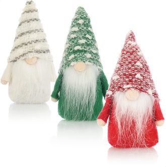 Com-Four 3X Premium Weihnachts-Wichtel 14cm - Weihnachtsdeko - winterliche Zwergen-Figur - Dekoartikel - skandinavische Deko-Trolle - schwedischer Gnom mit Bar