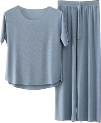 Generic Tenues deux pièces pour femme 2025 Summer Co Ord - Survêtement - Hauts - Pantalon taille élastique - Ensemble de vêtements de détente pour femme - Che