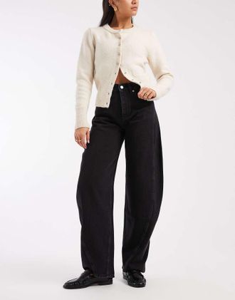 Tommy Jeans Ella - Barrel-Jeans in schwarzer Waschung mit mittelhohem Bund