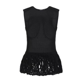 Alaia Bead Knit Peplum Tank Top - - Tops - Damen - Schwarzk - XS