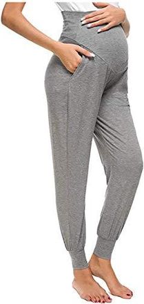 Generic Pantalon de couleur extensible d&eacute;contract&eacute; pour femme, pantalon de maternit&eacute; confortable, v&ecirc;tements de grossesse, v&ecirc;tements dhiver pour femmes, gris, 