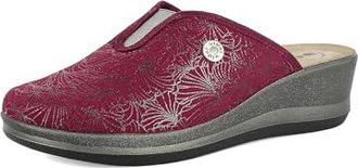 Inblu Femme Pantofole Donna Elastico, Ciabatte Invernali Con Plantare in Pelle Imbottito E Zeppa 5cm Chausson, Prune, 35 EU