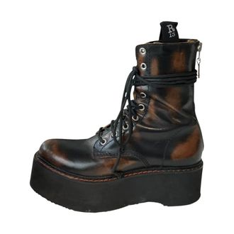 R13 Botte &agrave; lacets Single Stack - Femme - Chaussures - Noir - Taille: 39 EU