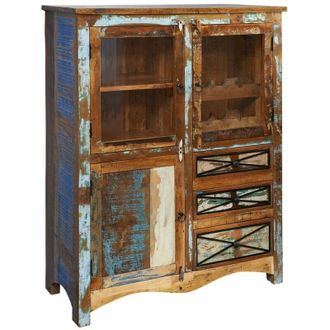 Massivmoebel24 Highboard Altholz 106x45x136 mehrfarbig lackiert nature of spirit 113