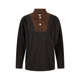 Marni Chemise en popeline avec plastron contrastant - Femme - Blouses et Chemises - Noir - Taille: 36 FR