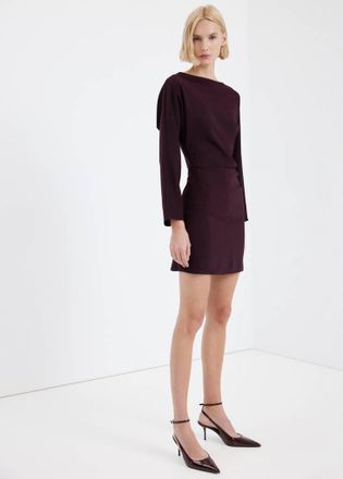 Mango Kleid mit U-Boot-Ausschnitt und Raffungen weinrot - Damen - XS - MANGO