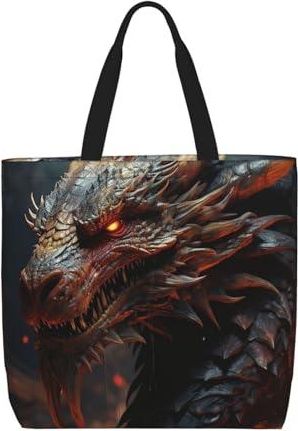 Generic Dragon Sac A Main Femme L&eacute;ger Sacs De Courses Grand Sac Fourre Tout Pour Plage Travail Shopping