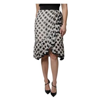 Dolce & Gabbana Rock mit Polka Dots in Kniel&auml;nge - - Skirts - Damen - Wei&szlig; - XS