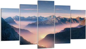 Arttor Wandbilder Dekoration Wohnzimmer Berge Wolken Nebel Mehrteilige Bilder auf Leinwand 160x85cm Leinwandbild Schlafzimmer Set 5 teilige Wand Kunstdruck A