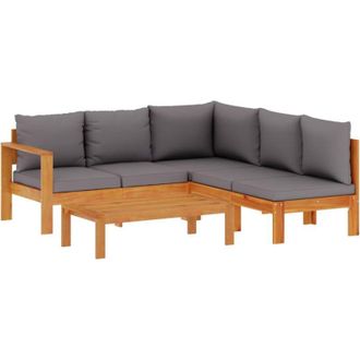 vidaXL 4-tlg. Garten-Sofagarnitur mit Kissen Massivholz Akazie - Vidaxl