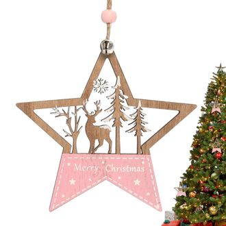 Generico Aus Holz für Weihnachtsbaum, bemalte Dekoration, Weihnachtsbaum-Anhänger, für Dekoration zu Hause, Haustür, Büro, Kranz, Treppen, Wand, Garten, Regal