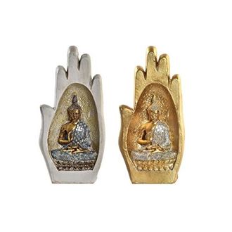DKD Home Decor Dekorative Figur, Grau und Gold, aus Harz (10 x 7,2 x 20,9 cm) (2 Stück)