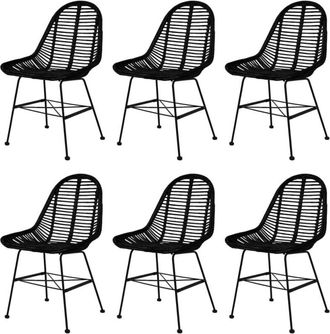 vidaXL Vidaxl - Chaises &agrave; manger lot de 6 noir rotin naturel