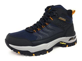 Skechers Herren Arch Fit Dawson-Raveno Sneaker, Navy Black Leather/Mesh, 41.5 EU