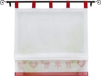 Joyswahl Voile Raffrollo mit Schlaufen Weihnachten halptransparenter Gardine »Elch« Schals Fenster Vorhänge BxH 80x155cm Rot 1er Pack