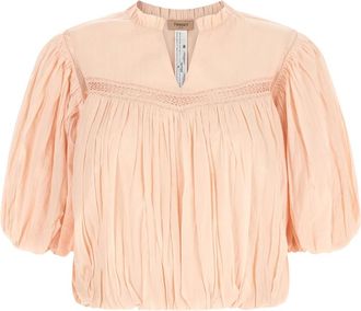 Twinset Femme, Blouses et Chemises, Rose, Taille: 34 FR Chemisier &agrave; Volants et Col en V