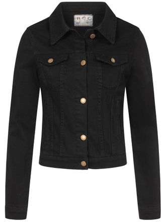 Rock Creek Damen Jeans Jacke &Uuml;bergangs Jacke Denim Blouson Stretch Kurz Classic Jeansjacken Urban Stonewash D-401 Schwarz XXL