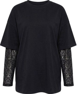 STUDIO UNTOLD T-Shirt T-Shirt Oversize Shape Langarm mit Spitze