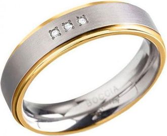 Boccia Unisex-Ring Titan teilvergoldet Diamant (0.015 ct) transparent Brillantschliff Gr. 61 (19.4) - 0134-0461