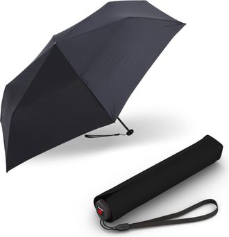 Knirps Taschenschirm Ultra I.030 Slim Manual - Leichtester 115 g - Exklusives Griff-Design - Sturmfest - 21 cm - Schwarz