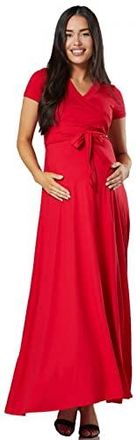 Happy Mama Femme Robe Maxi Maternit&eacute; dallaitement. Court Manches. 599p (Rouge, 38, M)