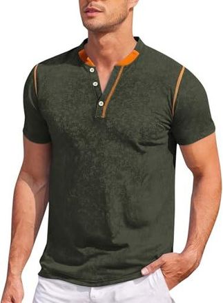 Generic Polo l&eacute;ger et respirant pour homme, coupe classique, d&eacute;contract&eacute;, vintage, boutonn&eacute;, confortable, extensible, t-shirts dext&eacute;rieur, Vert, XXL