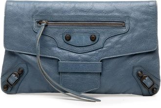 Balenciaga Clutches - Lambskin Motocross Classic City Clutch - Gr. unisize - in Blau - f&uuml;r Damen