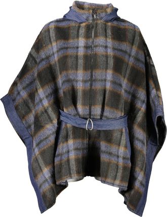 Desigual Poncho Aldama Belt - Femme - Vestes - Bleu - Taille: ONE Size